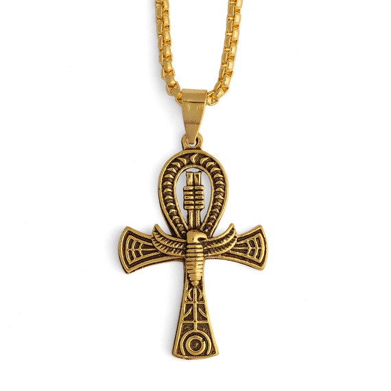 wisior KRZYŻ ANKH GOLD - sklep RockMetalShop.pl