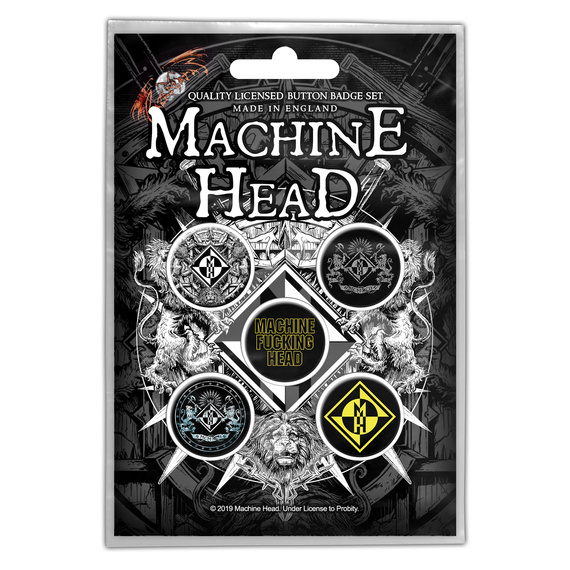 zestaw 5 szt. przypinek MACHINE HEAD - CREST - sklep RockMetalShop.pl