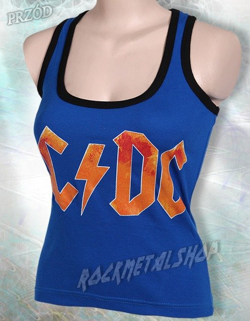bluzka damska AC/DC - LOGO niebieska, na ramiączkach - sklep RockMetalShop.pl