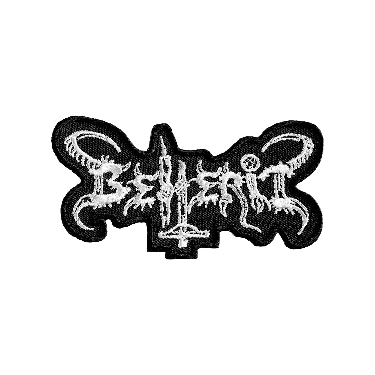 naszywka termiczna BEHERIT - LOGO WHITE - sklep RockMetalShop.pl